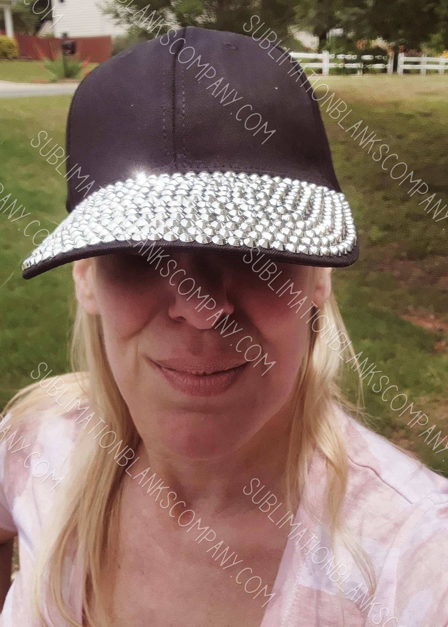 Structured Adjustable Rhinestone Black Hat Baseball Trucker Hat Cap wi ...
