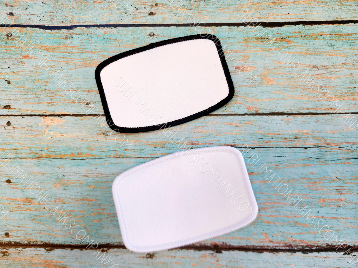 Rounded Rectangle Hat Patch Sublimation Blank with Black Trim ...