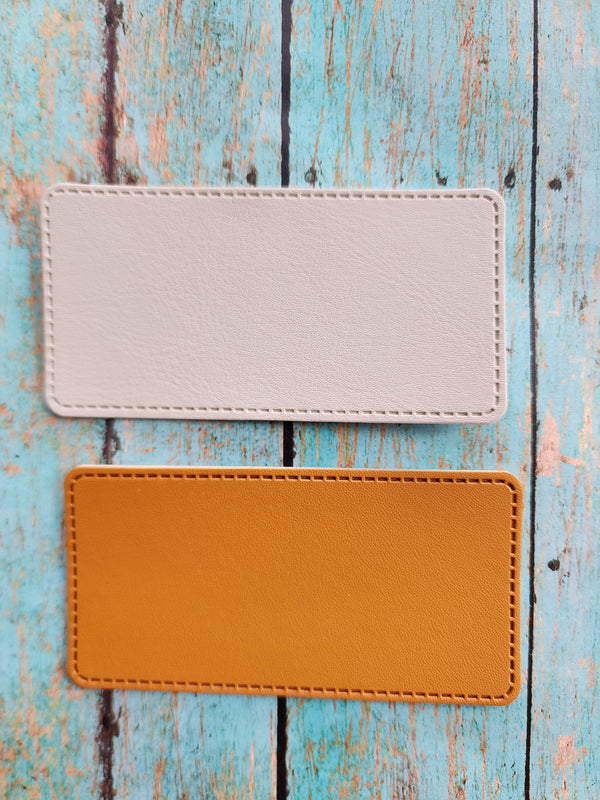Elongated Skinny Rectangle 4" x 2" Retro Sandstone or Tan Leather Hat ...