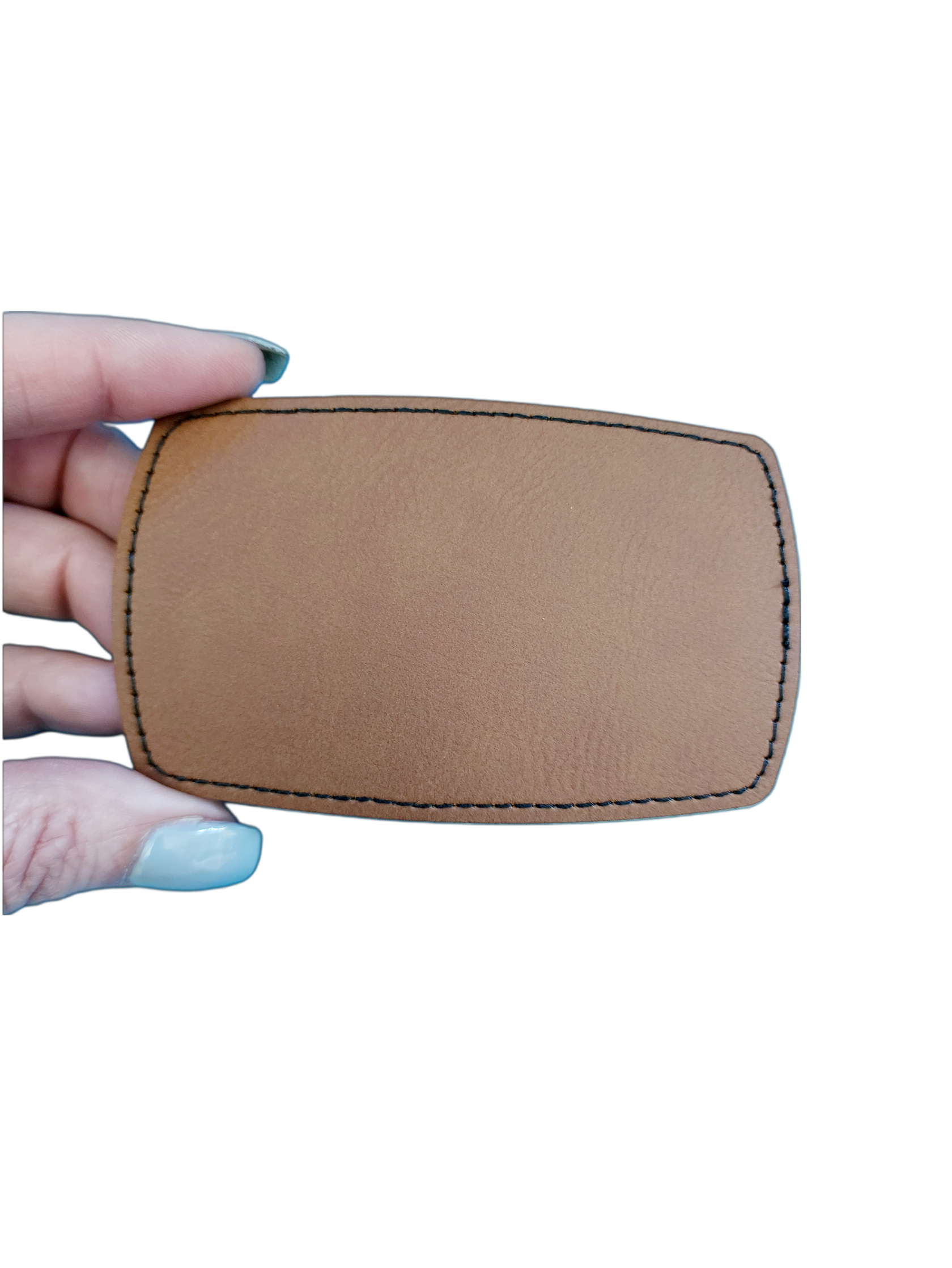 Vegan Faux Leather Large 2.5" x 4" Rounded Rectangle Hat Patch Blank ...