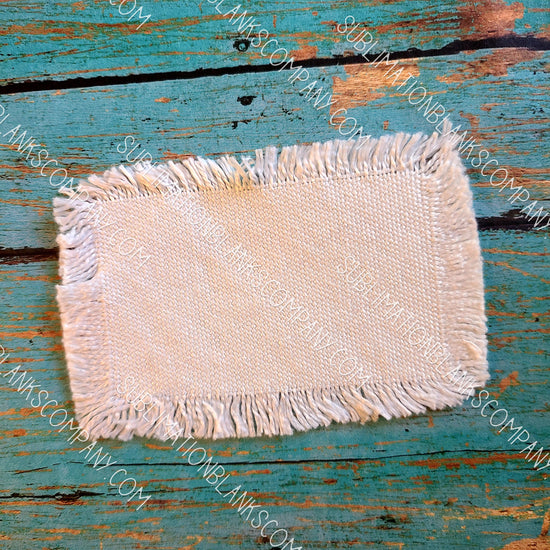 Distressed Burlap Rectangle Hat Patch Sublimation Blank with Glue Pape ...