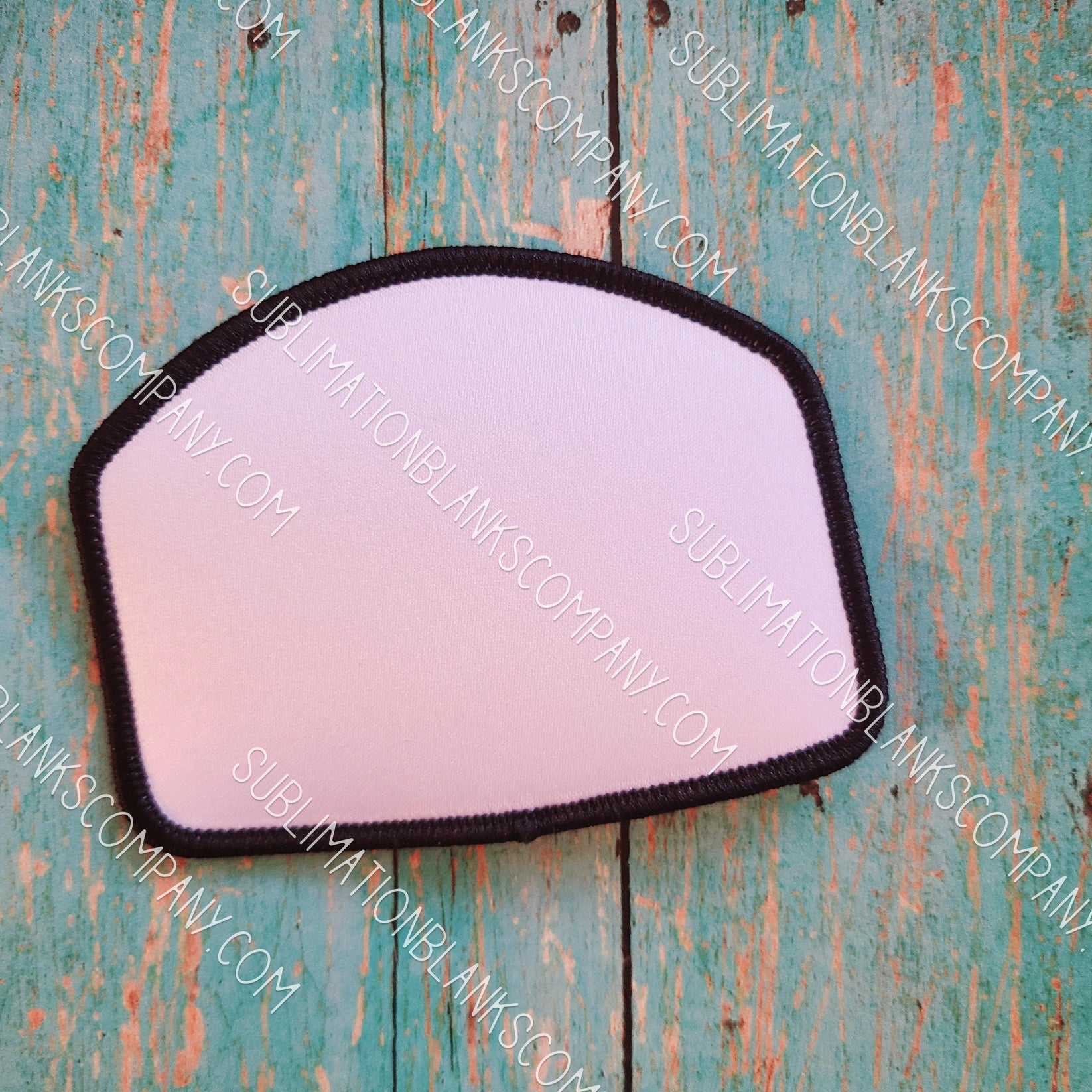 Rounded Top Rectangle Hat Patch Sublimation Blank with Black Trim ...