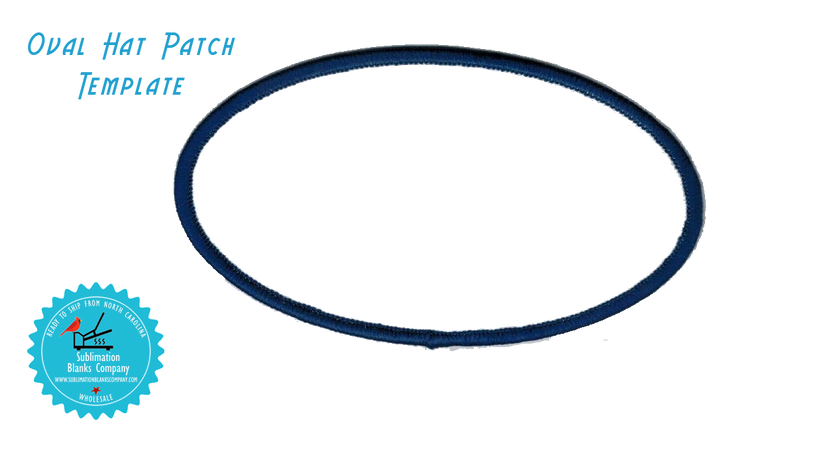 Oval Hat Patch Sublimation Blank with Navy Blue Trim – Sublimation Blanks Company